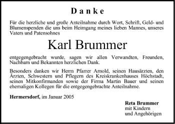 Karl Brummer | Traueranzeige | trauer.inFranken.de