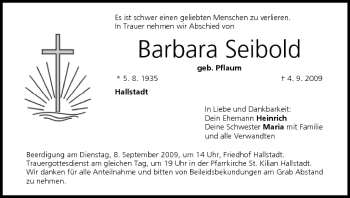 Barbara Seibold | Traueranzeige | trauer.inFranken.de