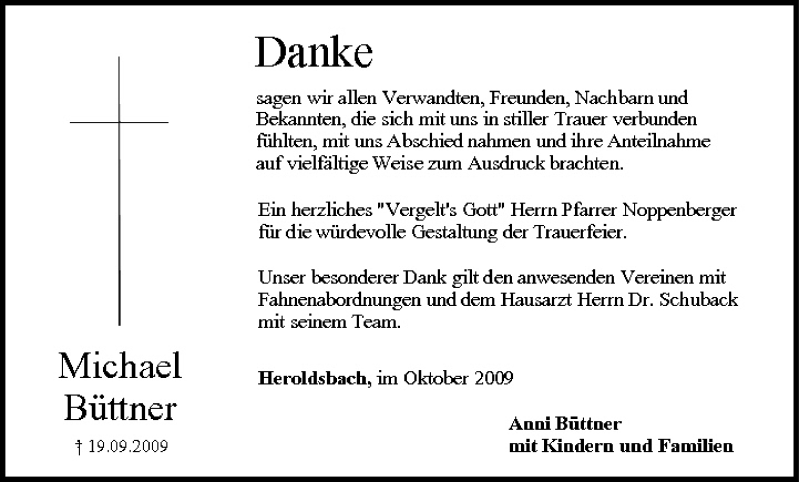 Michael Büttner | Traueranzeige | trauer.inFranken.de