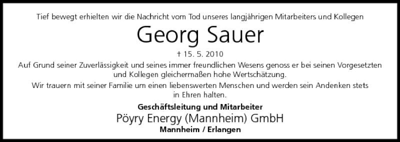 Georg Sauer | Traueranzeige | trauer.inFranken.de