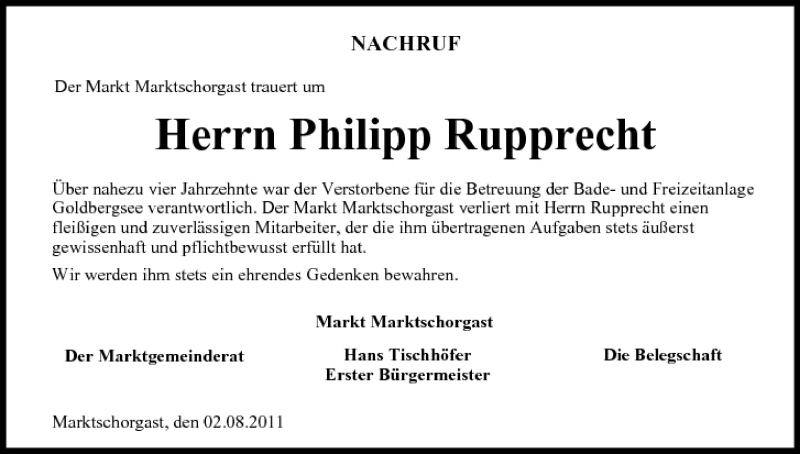 Philipp Rupprecht | Traueranzeige | trauer.inFranken.de