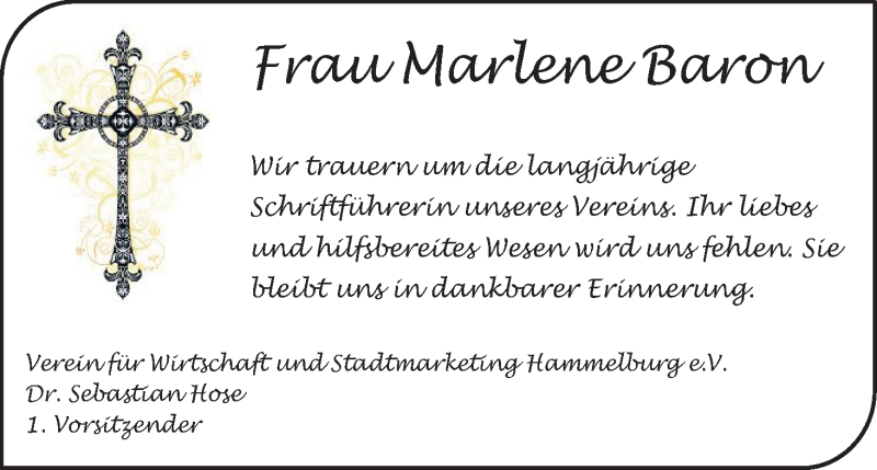 Marlene Baron | Traueranzeige | trauer.inFranken.de