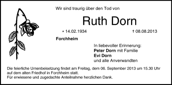 Ruth Dorn | Traueranzeige | trauer.inFranken.de