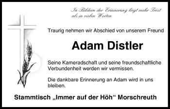 Adam Distler | Traueranzeige | trauer.inFranken.de