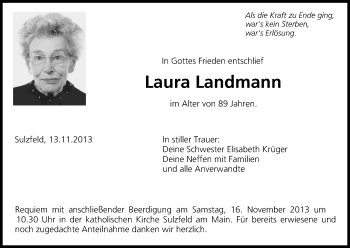 Laura Landmann | Traueranzeige | trauer.inFranken.de