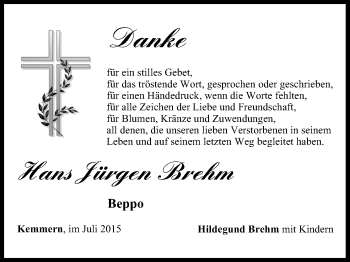 Hans Jürgen Brehm | Traueranzeige | trauer.inFranken.de