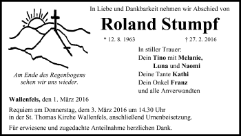 Roland Stumpf | Traueranzeige | trauer.inFranken.de