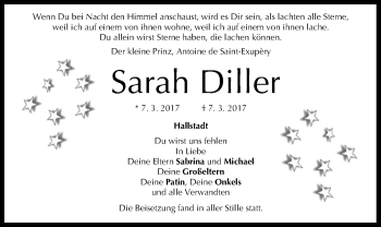 Sarah Diller | Traueranzeige | trauer.inFranken.de