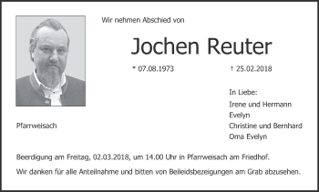 Jochen Reuter | Traueranzeige | trauer.inFranken.de