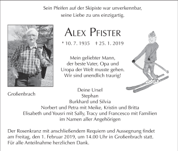 Alex Pfister | Traueranzeige | trauer.inFranken.de