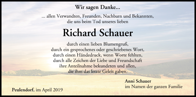 Richard Schauer | Traueranzeige | trauer.inFranken.de