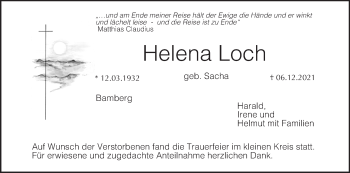 Helena Loch | Traueranzeige | trauer.inFranken.de