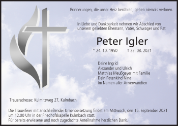 Peter Igler | Traueranzeige | trauer.inFranken.de