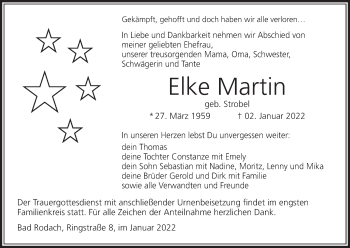 Elke Martin | Traueranzeige | trauer.inFranken.de