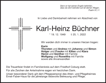 Karl-Heinz Büchner | Traueranzeige | trauer.inFranken.de