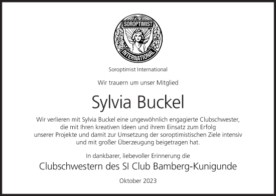 Sylvia Buckel | Traueranzeige | trauer.inFranken.de