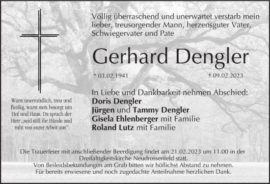 Gerhard Dengler | Traueranzeige | trauer.inFranken.de