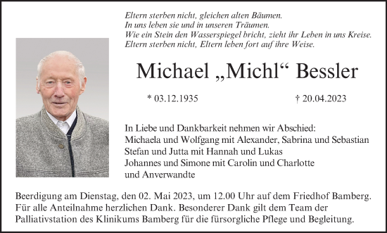 Michael Bessler | Traueranzeige | trauer.inFranken.de