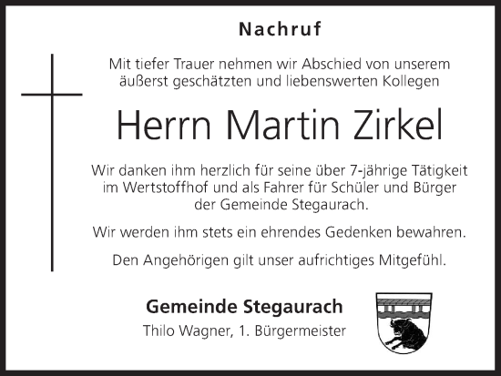 Martin Zirkel | Traueranzeige | trauer.inFranken.de