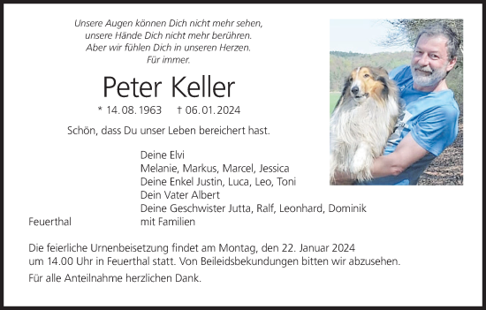 Peter Keller | Traueranzeige | trauer.inFranken.de