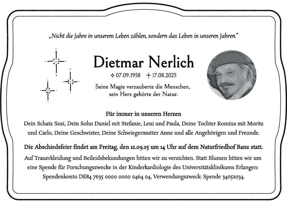 Dietmar Nerlich | Traueranzeige | trauer.inFranken.de